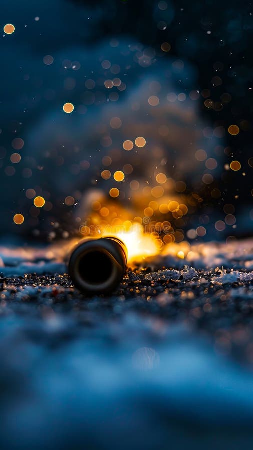 A Close Up of a Bullet on the Ground at Night Stock Photo - Image of ...
