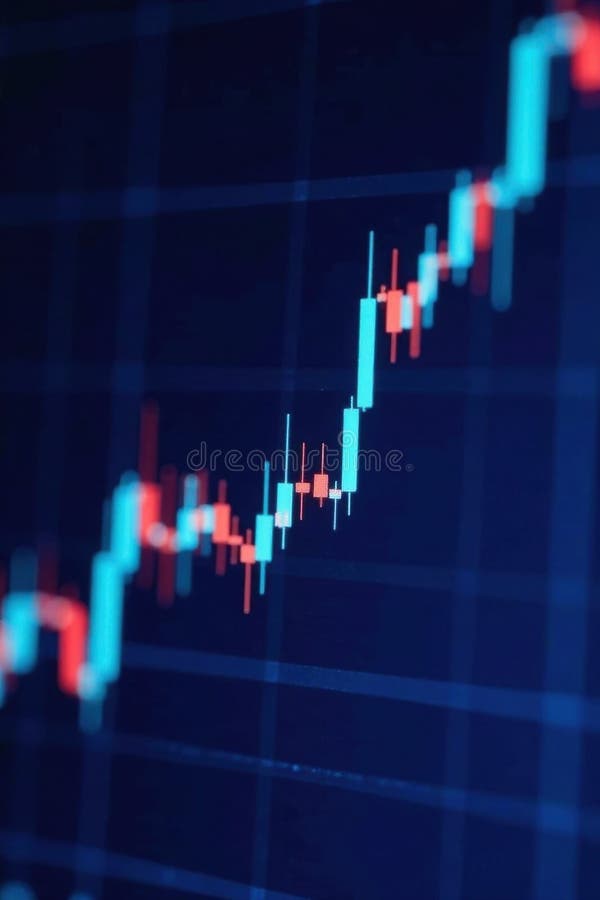 Close Up of Bullish Candlestick Chart on Blue Screen , Blue Screen ...