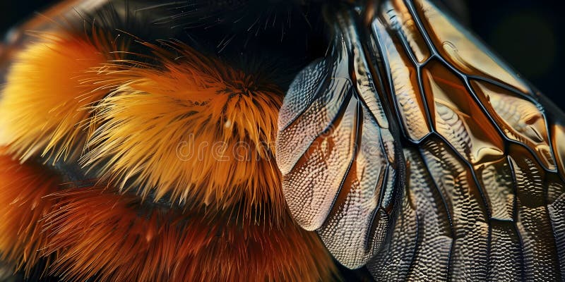 Close-up of a Bumblebee S Fur and Wing Texture - Macro Photography ...