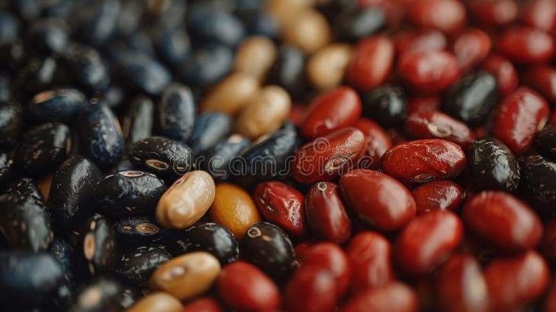 A Close Up of a Bunch of Beans and Seeds in Different Colors, AI Stock ...