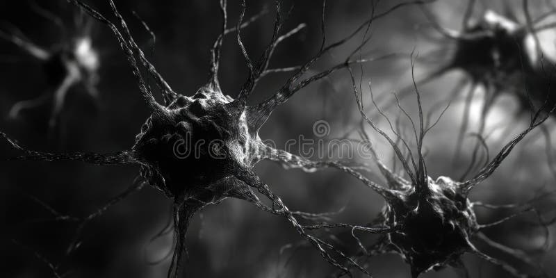Close Up of a Bunch of Black Brain Cells Stock Illustration ...