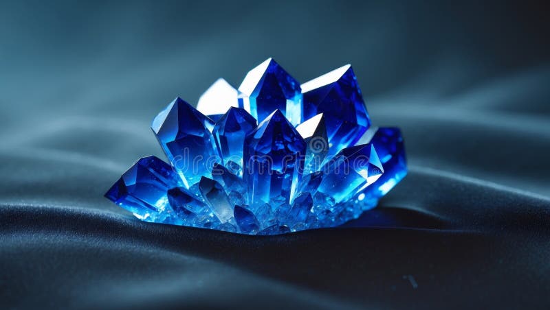 A Close Up of a Bunch of Blue Crystals on a Black Background Stock ...
