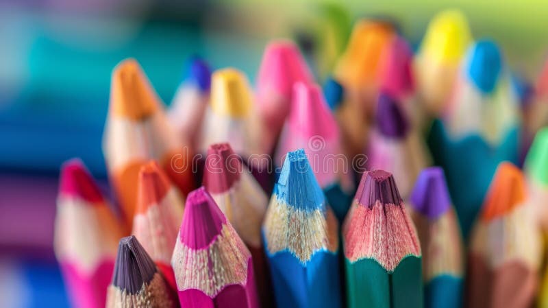 A Close Up of a Bunch of Colored Pencils in the Same Color, AI Stock ...