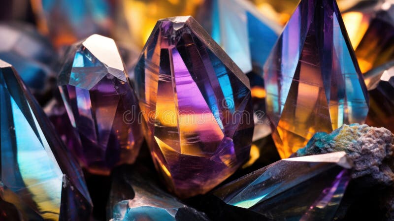 A Close Up of a Bunch of Colorful Crystals Sitting on Top, AI Stock ...