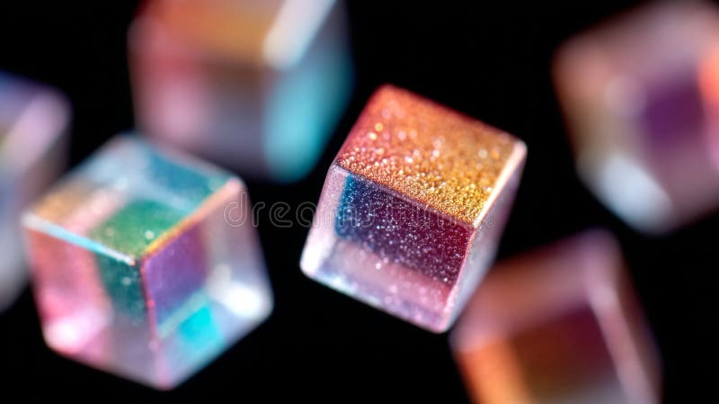 A Close Up of a Bunch of Colorful Cubes on a Black Surface Stock Photo ...