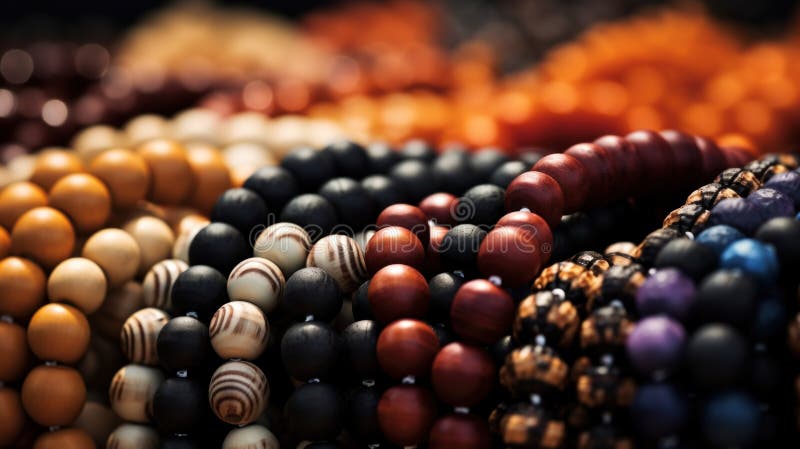 A Close Up of a Bunch of Different Colored Beads on Display, AI Stock ...