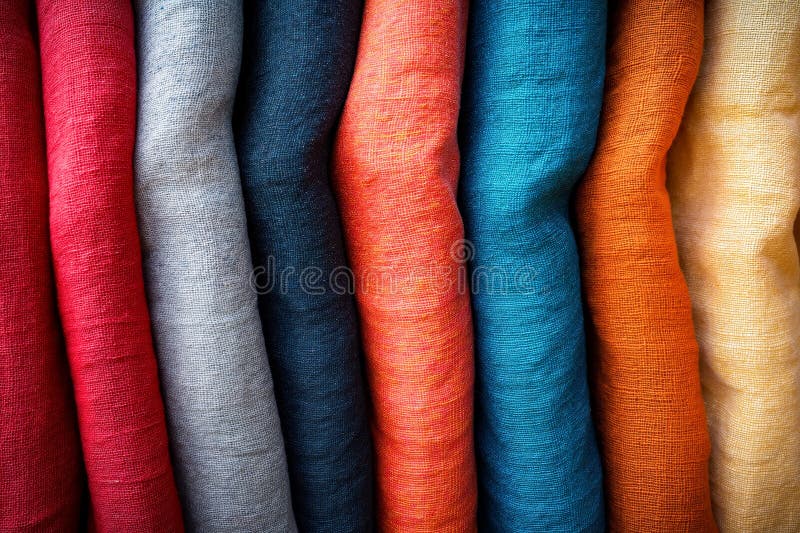 A Close Up of a Bunch of Different Colored Fabrics Stock Image - Image ...