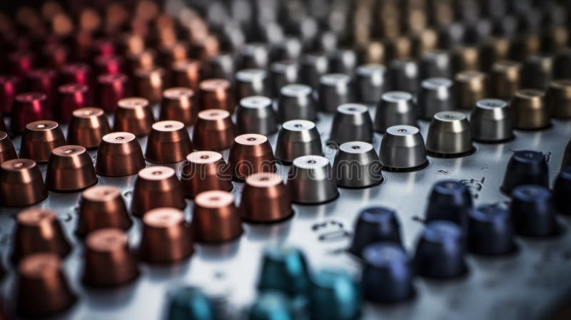 A Close Up of a Bunch of Different Colored Metal Caps, AI Stock Image ...