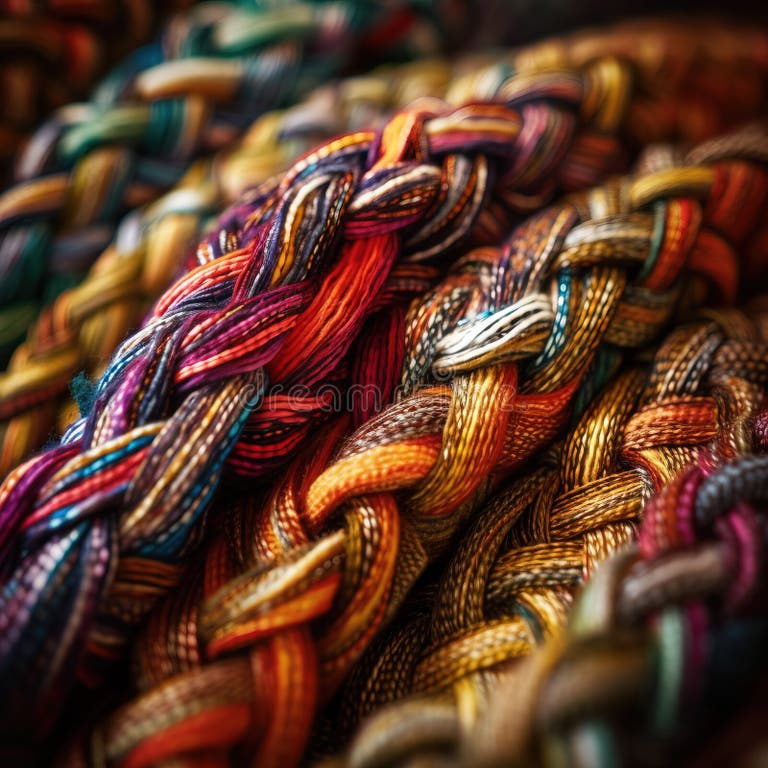 A Close Up of a Bunch of Different Colored Ropes Together Stock ...