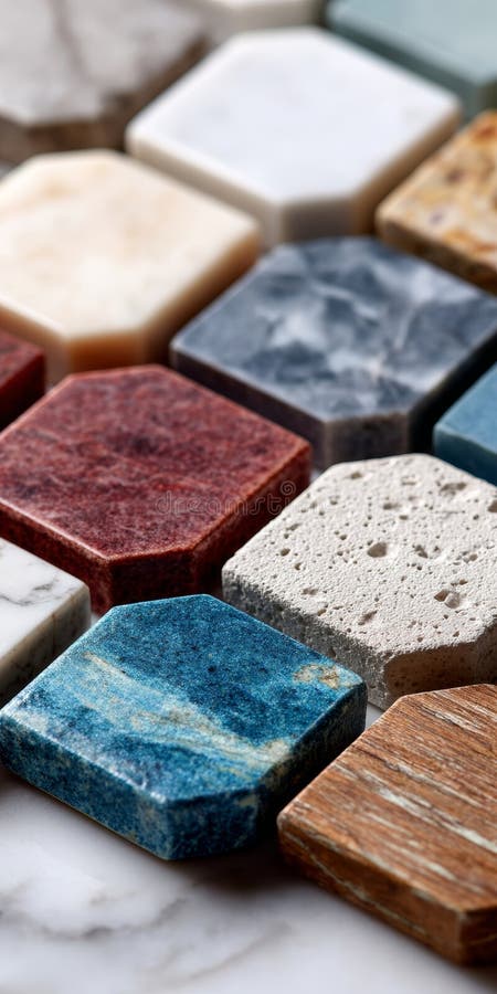 A Close Up of a Bunch of Different Colored Tiles on a Table Stock Image ...