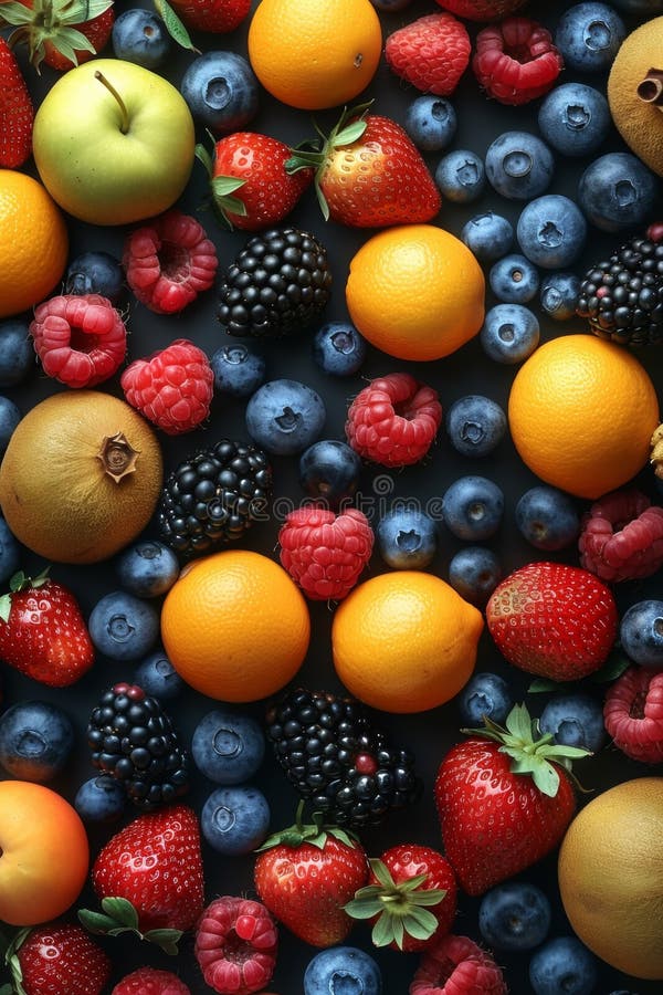 A Close Up of a Bunch of Different Fruits and Berries, AI Stock Photo ...