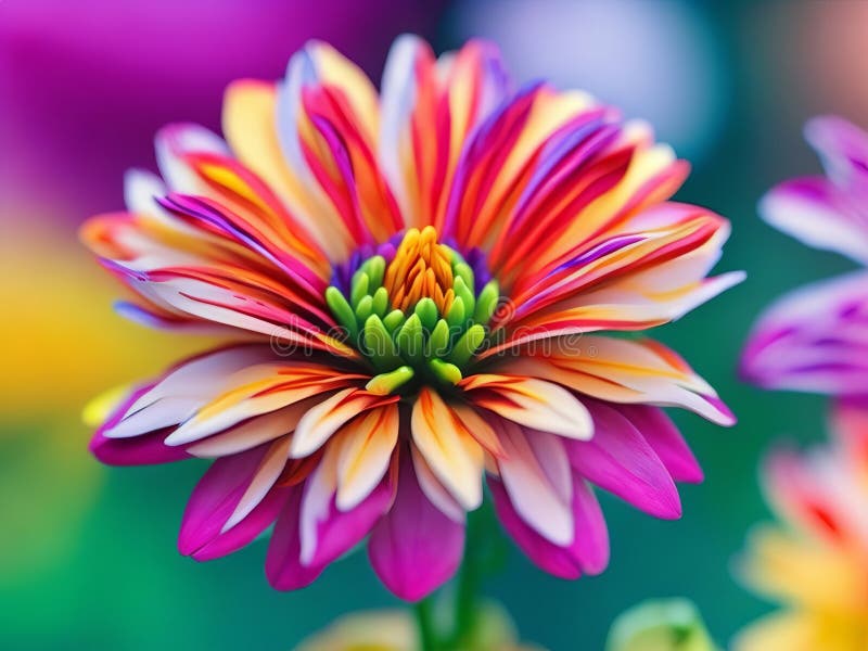 A Close Up of a Bunch of Flowers, a Digital Painting. Stock ...