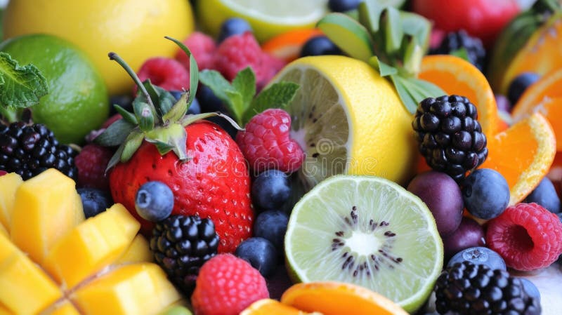 A Vibrant Close-Up of a Colorful Fruit Display Stock Photo - Image of ...