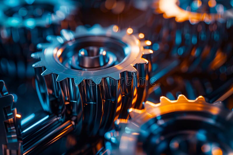 A Close Up of a Bunch of Gears on a Table Stock Photo - Image of ...