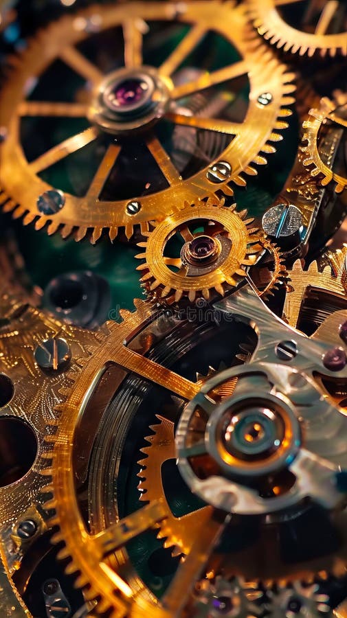 A Close Up of a Bunch of Gears on a Table Stock Image - Image of ...
