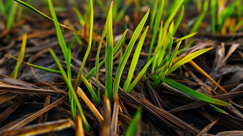 A Close Up of a Bunch of Green Grass Growing Out of the Ground Stock ...