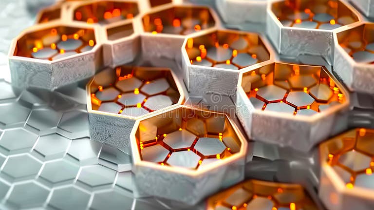 A Close Up of a Bunch of Hexagonal Shaped Objects on a Table Stock ...