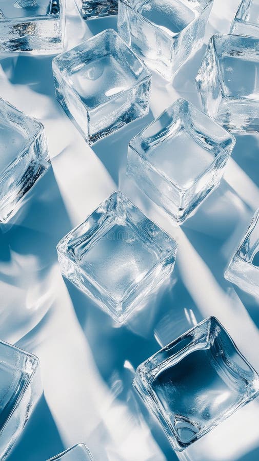 A Close Up of a Bunch of Ice Cubes Stock Illustration - Illustration of ...