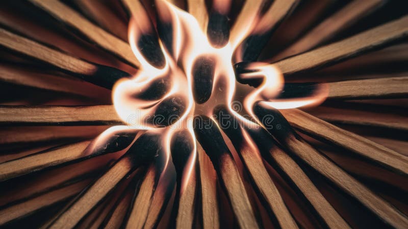 A Close Up of a Bunch of Matches with Fire Coming Out, AI Stock Photo ...