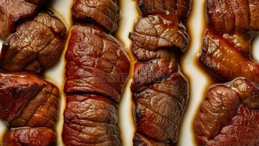 A Close Up of a Bunch of Meat Wrapped in Bacon, AI Stock Photo - Image ...