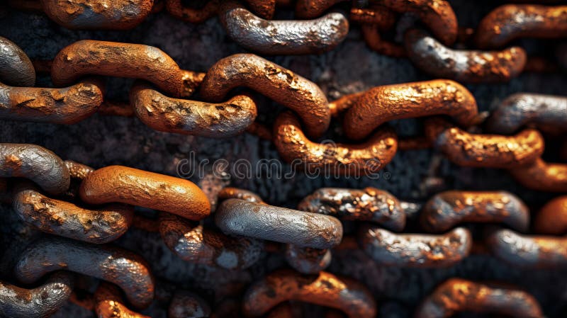 A Close Up of a Bunch of Metal Chains Stock Illustration - Illustration ...