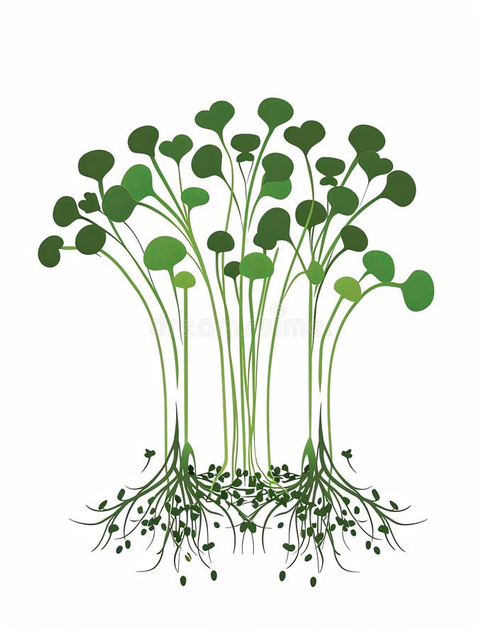 Close-up of a Bunch of Microgreens with Their Root System Visible ...
