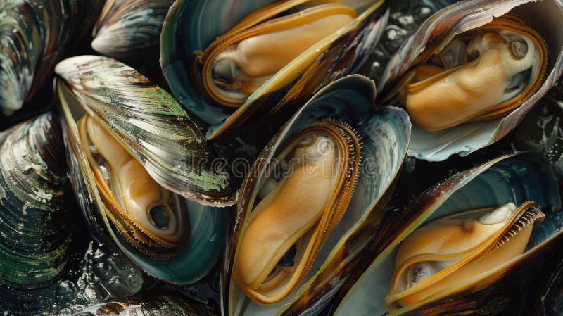 Close Up of a Bunch of Mussels, Perfect for Seafood Concepts Stock ...