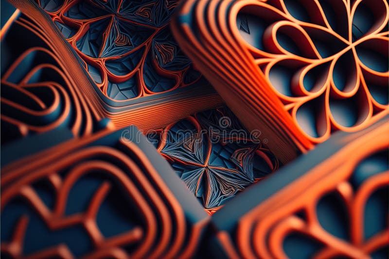 A Close Up of a Bunch of Orange and Blue Objects with a Flower on Them ...