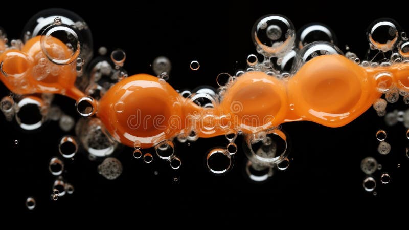 A Close Up of a Bunch of Orange Objects in Bubbles, AI Stock ...