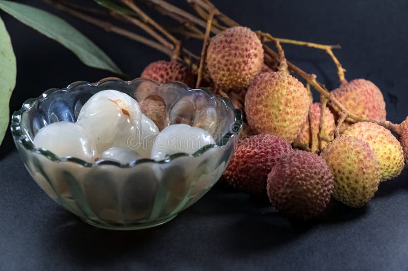 Close Up of Bunch of Pink Litchi or Lychee Fruit. Selective Focus Stock ...