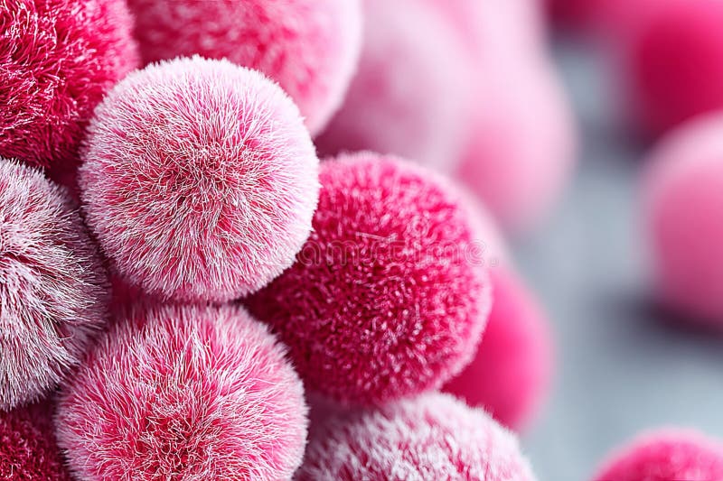 A Close Up of a Bunch of Pink Pom Poms on a Table Stock Photo - Image ...