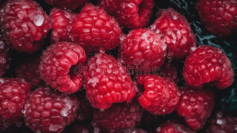 A Close Up of a Bunch of Raspberries. Generative AI Image. Stock ...