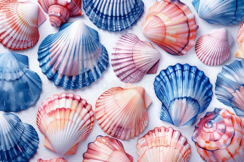 Close Up of a Bunch of Seashells Stock Illustration - Illustration of ...