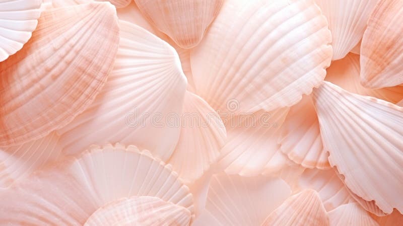 A Close Up of a Bunch of Shells, on Peach Fuzz Background. Stock ...