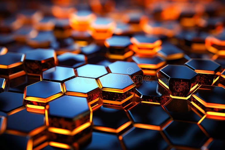 Close Up of Bunch of Shiny Hexagonals. Generative AI Stock Image ...