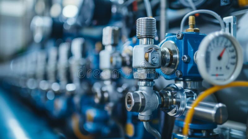 A Close Up of a Bunch of Valves and Gauges on the Wall, AI Stock Image ...