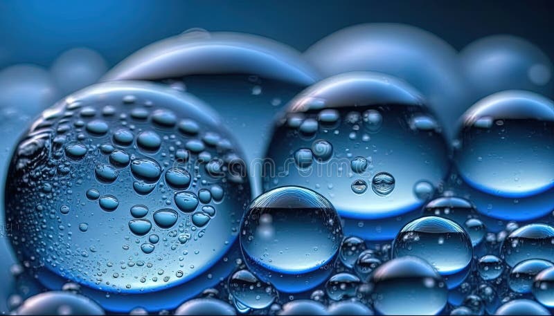 A Close Up of a Bunch of Water Droplets on a Blue Background Stock ...