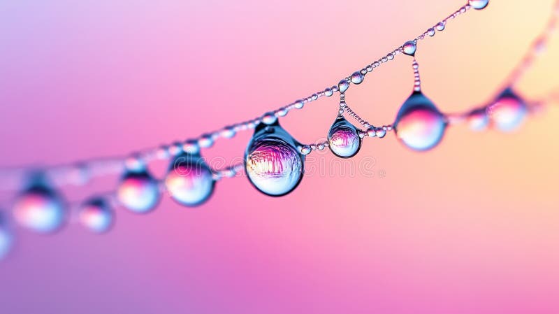 A Close Up of a Bunch of Water Droplets Hanging from the Wire, AI Stock ...
