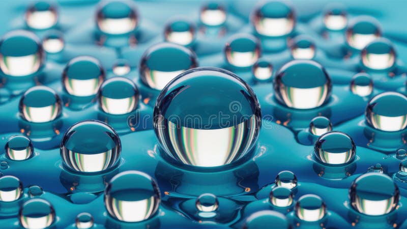 A Close Up of a Bunch of Water Droplets with Some Bubbles, AI Stock ...
