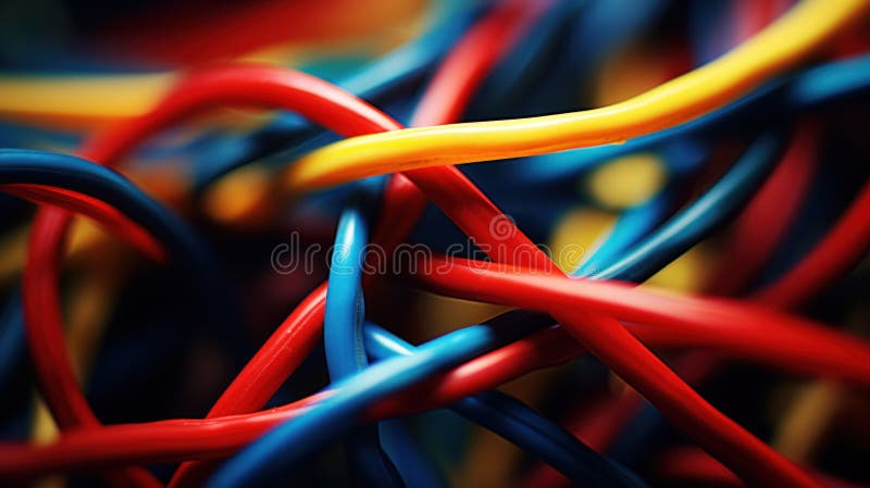 A Close Up of a Bunch of Wires that are Colored, AI Stock Illustration ...