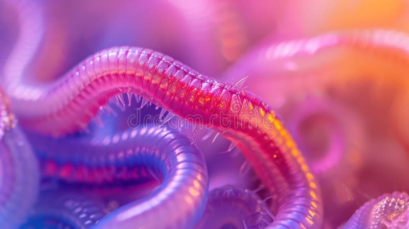 A Close Up of a Bunch of Worms with Pink and Purple Colors, AI Stock ...
