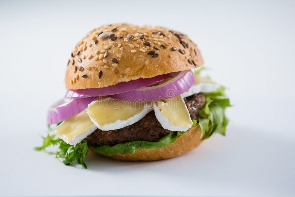 Close Up of Burger with Cottage Cheese Stock Photo - Image of sesame ...