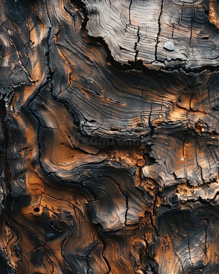 A Close Up of a Burned Tree Bark Stock Image - Image of trunk, burned ...