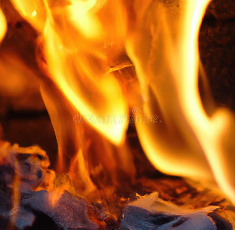 Close Up of Burning Bonfire with Branches and Yellow Flames, Created ...