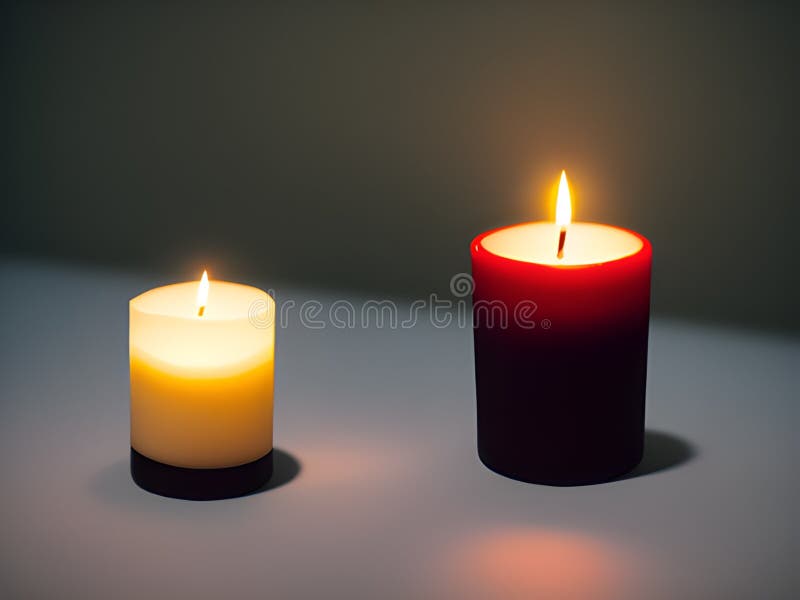 Close Up Burning Candle on Table, Ai Generated Stock Illustration ...