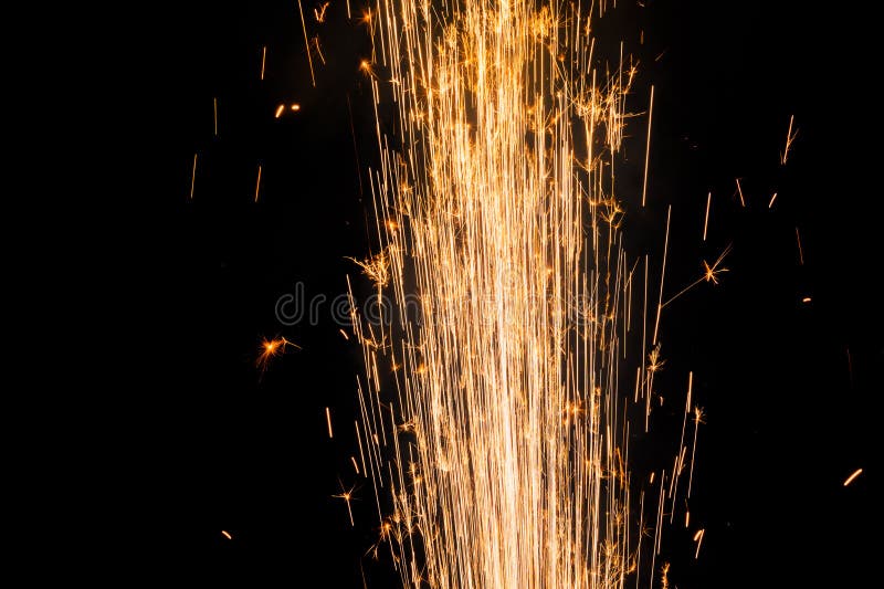 Close Up Burning Flare or Flame with Bright Sparks and Smoke on ...