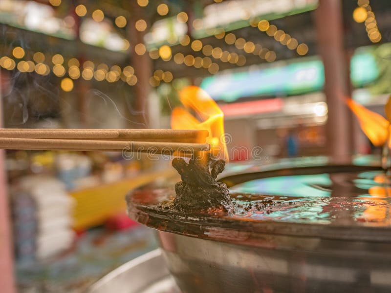 Close Up Burning Joss Stick Stock Image - Image of holiday, natural ...