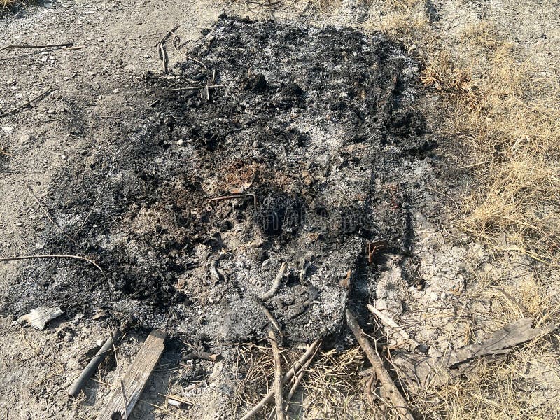 Burning Junk with Ash on the Ground Stock Image - Image of ground ...