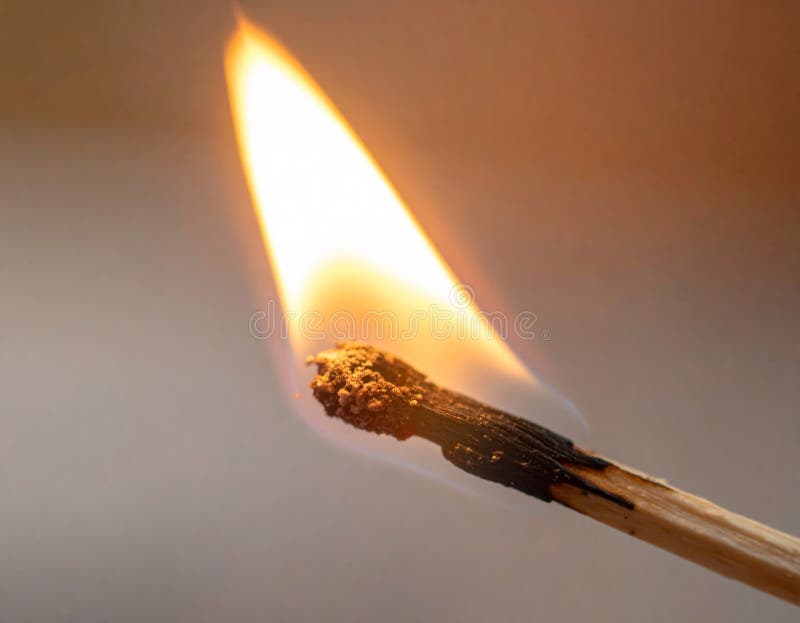 Close-up of Burning Matchstick with Soft Lighting Stock Illustration ...