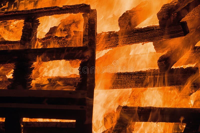 Close-up Burning Pallets stock image. Image of flame - 265082223